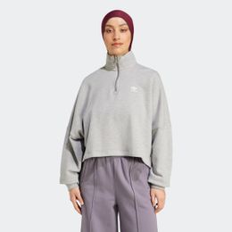 Sweatshirt adidas originals "ESSENTIALS FRENCH TERRY 1/2 ZIP", Damen, Gr. XXL, grau (medium grau heather), Obermaterial: 100% Baumwolle, angesetztes B&uuml;ndchen, Sweatshirts Sweatshirt