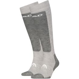 Socken Head, Damen, Gr. 39-42, grau (grau melange, wei&szlig;), Materialmix, unifarben mit Farbeinsatz, Socken Socken, mit eingestricktem Markenlogo