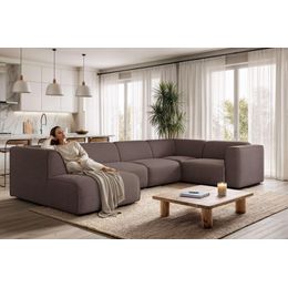 Wohnlandschaft OTTO HOME "Merid U-Form, B: 367 cm", braun, B:367cm H:70cm T:206cm, 100% Polyester, Sofas, Wohnlandschaft, jederzeit durch Module erweiterbar