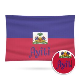 Haiti Flagge mit Wunschtext | Fanartikel f&uuml;r EM & WM | Haiti Fahne im Wunschformat | L&auml;nderflaggen & Nationalflaggen online bedrucken