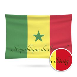 Senegal Flagge mit Wunschtext | Fanartikel f&uuml;r EM & WM | Senegal Fahne im Wunschformat | L&auml;nderflaggen & Nationalflaggen online bedrucken