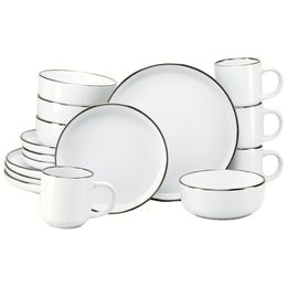 Kombiservice Creatable "Nordic Festive, Service 16-tlg.", wei&szlig;, 16, Steinzeug, Geschirr-Sets, Kombiservice, Minimalistisches Design, Dezente goldene Akzente