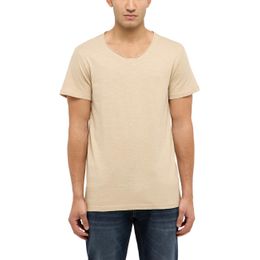 Kurzarmshirt Mustang "Herren Style Amado", Herren, Gr. XL, beige, Jersey, 100% Baumwolle, V-Ausschnitt, Shirts Kurzarmshirt