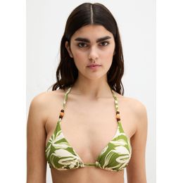 Marc O'Polo Bandeau-Bikini-Top MARC O'POLO "Shiny Abstract Flower AOP", Damen, Gr. XL (46), N-Gr, golden cypress print, Obermaterial: 84% Polyamid, 16% Elasthan, Bikini-Oberteile Bandeau-Bikini-Top