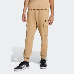 Sporthose adidas Sportswear "ESSENTIALS FEELCOZY FRENCH TERRY CUFFED", Herren, Gr. L, N-Gr, schwarz (warm sandstone, schwarz, normal, gr.), Obermaterial: 70% Baumwolle, 30% Polyester, Hosen Sporthose
