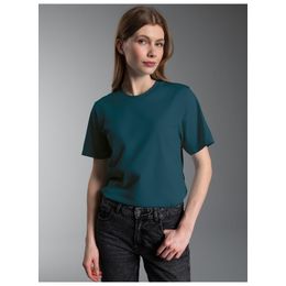 T-Shirt TRIGEMA "TRIGEMA T-Shirt aus 100% Baumwolle", Damen, Gr. XL, blau (saphir), Single Jersey, 100% Baumwolle, Basic, lang, Rundhals, Shirts T-Shirt