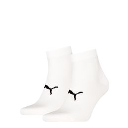 Kurzsocken Puma "Puma UNISEX SPORT LIGHT QUARTER 2P", Damen, Gr. 39-42, wei&szlig;, Materialmix, normal, Socken Kurzsocken, mit verst&auml;rktem Fersen- und Zehenbreich