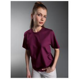 T-Shirt TRIGEMA "TRIGEMA T-Shirt DELUXE Baumwolle", Damen, Gr. XL, rot (sangria), Single Jersey, 100% Baumwolle, Basic, lang, Rundhals, Shirts T-Shirt