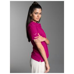Poloshirt TRIGEMA "TRIGEMA Poloshirt mit Kristallsteinen", Herren, Gr. L, pink (magenta), Piqu&eacute;, 94% Baumwolle, 6% Elastan, Basic, lang, ohne Ausschnitt, Shirts Poloshirt