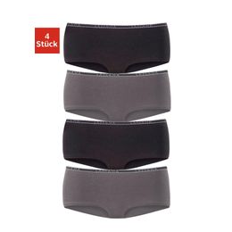 Panty Lascana, Damen, Gr. 40/42, schwarz (schwarz, anthrazit), Jersey, Obermaterial: 92% Baumwolle, 8% Elasthan (LYCRA), unifarben, k&ouml;rpernah, Unterhosen Panty, aus elastischer Baumwoll-Qualit&auml;t, Topseller