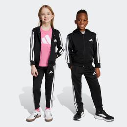 Trainingsanzug adidas Sportswear "ESSENTIALS KIDS", Damen, Gr. 116, schwarz-wei&szlig; (schwarz, wei&szlig;), Obermaterial: 100% Polyester, Sportanz&uuml;ge Trainingsanzug, mit 3-Streifen, aus weichem Trikotstoff, mit CLIMACOOL Technologie