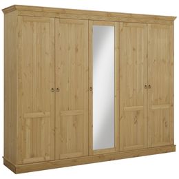 Kleiderschrank OTTO HOME "Indra", beige (natur), B:233cm H:187cm T:54cm, Massivholz, Schr&auml;nke, Kleiderschrank, aus massiver Kiefer, mit Spiegel bei der 3- und 5trg.Variante