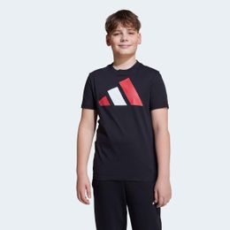 T-Shirt adidas Sportswear "ESSENTIALS KIDS", Jungen, Gr. 128, wei&szlig; (schwarz, pure ruby, wei&szlig;), Obermaterial: 100% Baumwolle, normal, Rundhals, Shirts T-Shirt, f&uuml;r Kinder und Teens, mit Rundhalsausschnitt, aus 100 % Baumwolle