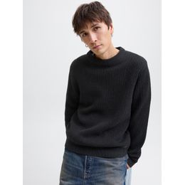 Jack & Jones Rundhalspullover JACK & JONES "JJEDOVER KNIT CREW NECK SN", Herren, Gr. S, schwarz, Strick, Obermaterial: 42% Baumwolle, 40% Polyacryl, 18% Polyester, unifarben, regular fit normal, Rundhals, Rippstrickb&uuml;ndchen, Pullover Rundhalspullover, Baumwollmischung, regular fit
