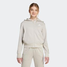 Kapuzensweatshirt adidas Sportswear "ADIDAS GIRLS 3-STREIFEN MIT ANIMALPRINT AUS FRENCH TERRY F&Uuml;R KINDER U", M&auml;dchen, Gr. 152, grau (wonder aluminium), Obermaterial: 55% Baumwolle, 36% Polyester, 9% Viskose, normal, Rundhals, angesetztes B&uuml;ndchen, Sweatshirts Kapuzensweatshirt, f&uuml;r Kinder, mit 3-Streifen im Animalprint, sportlicher Stil