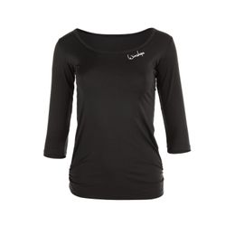 3/4-Arm-Shirt WINSHAPE "figurbetontes &frac34;-Arm Shirt AET107", Damen, Gr. XXL, schwarz, 80% Polyester, 20% Elasthan, U-Boot-Ausschnitt, Shirts 3/4-Arm-Shirt, Skinny Fit