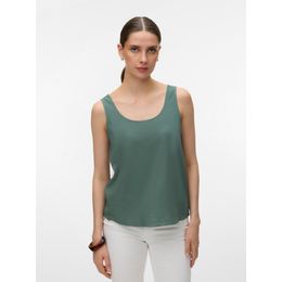 V&eacute;ro Moda Blusenshirt VERO MODA "VMMYMILO S/L TOP WVN GA", Damen, Gr. XL, laurel wreath, Jersey, Obermaterial: 55% Viskose, 45% Leinen, unifarben, regular fit kurz, tiefer Rundhals, Shirts Blusenshirt