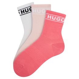 Freizeitsocken HUGO UNDERWEAR "3P QSRIB SPORTY CC W", Damen, Gr. 35-38, open miscellaneous 964, Baumwollmischung, elastisch, Socken Freizeitsocken, mit kontrastfarbenem Logodetail