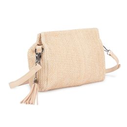 Umh&auml;ngetasche Vivance "Clutch", Damen, Gr. B/H/T: 25cm x 17cm x 6cm, beige, Materialmix, Strukturmuster, unifarben, Taschen Umh&auml;ngetasche, Handtasche,Schultertasche,Tragetasche,Crossbody Bag, Bast-Optik VEGAN