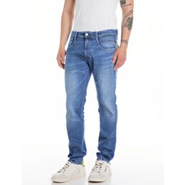 Slim-fit-Jeans Replay "Anbass", Damen, Gr. 36, L&auml;nge 36, blau (medium blau 844), Denim/Jeans, Obermaterial: 99% Baumwolle, 1% Elasthan, slim fit normal, Jeans Slim-fit-Jeans
