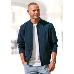H.I.S. Cordjacke H.I.S "- Blouson mit Rei&szlig;verschluss", Herren, Gr. S, blau, Cord, Obermaterial: 100% Polyester, unifarben, regular fit normal, Rundhals, Rippb&uuml;ndchen, Jacken Cordjacke, Pilotenjacke / &Uuml;bergangsjacke aus Cord, regular fit, Topseller