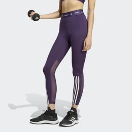 Trainingstights adidas Performance "TECHFIT 3-STREIFEN 7/8-LEGGINGS", Damen, Gr. L, N-Gr, aurora plum, normal, gr., Obermaterial: 73% Polyester, 27% Elasthan, 7/8-L&auml;nge, Hosen Trainingstights