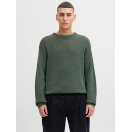 Jack & Jones Rundhalspullover JACK & JONES "JJEDOVER KNIT CREW NECK SN", Herren, Gr. S, gr&uuml;n (rosin), Strick, Obermaterial: 42% Baumwolle, 40% Polyacryl, 18% Polyester, meliert, regular fit normal, Rundhals, Rippstrickb&uuml;ndchen, Pullover Rundhalspullover, Baumwollmischung, regular fit