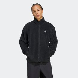 Fleecepullover adidas originals "TREFOIL ESSENTIALS TEDDY FLEECE", Herren, Gr. S, schwarz, Obermaterial: 100% Polyester, normal, Rundhals, Sweatshirts Fleecepullover