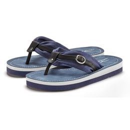 Badezehentrenner Venice Beach "Sandale, Badeschuh, Pantolette, Badelatsche, Flip Flop, Badeschlappe", M&auml;dchen, Gr. 41, blau (blau, schwarz), Obermaterial: 70% Textilmaterial, 30% Lederimitat. Decksohle: 100% Synthetik. Futter: 100% Synthetik. Laufsohle: 100% Synthetik, Schuhe Badezehentrenner, Zehentrenner mit wasserabweisender und leichter Sohle VEGAN, Topseller
