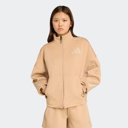 Trainingsjacke adidas Sportswear "ADIDAS Z.N.E", Damen, Gr. XL, beige (warm sandstone), Obermaterial: 57% Polyester, 43% Baumwolle, Jacken Trainingsjacke