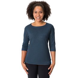 Funktionsshirt Vaude "WOMEN'S NEYLAND 3/4 T-SHIRT", Damen, Gr. 34, blau (schwarz sea), Obermaterial: 55% Hanf, 35% Polyester, 10% Lyocell, unifarben, U-Boot-Ausschnitt, abgesteppt, Shirts Funktionsshirt, 3/4-&Auml;rmel, f&uuml;r vielseitige sportliche Aktivit&auml;ten, U-Boot-Ausschnitt