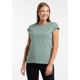 T-Shirt Ragwear "DIONA", Damen, Gr. XXL, gr&uuml;n (dusty gr&uuml;n), Jersey, Obermaterial: 50% Baumwolle, 50% Modal, unifarben, figurumspielend h&uuml;ftbedeckend, Rundhals, angeschnitten Umschlagsaum, Shirts T-Shirt