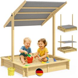 Spielwerk Sandkasten Hellbraun 120x120x120cm neigbares Sonnendach