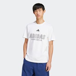 T-Shirt adidas Sportswear "HOUSE OF TIRO LINEAR GRAPHIC", Herren, Gr. L, wei&szlig;, Obermaterial: 100% Baumwolle, Shirts T-Shirt