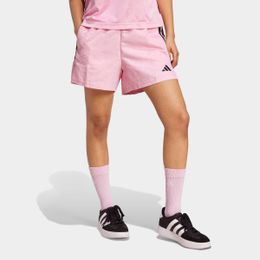 Shorts adidas Sportswear "TIRO X COMMON GOAL GEWEBTE", Damen, Gr. M, N-Gr, schwarz (true pink, schwarz, normal, gr.), Obermaterial: 100% Polyester, Hosen Shorts, lockere Passform, mit Kordelverschluss, aus weichem Material