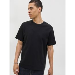 Jack & Jones Rundhalsshirt JACK & JONES "JJEAUSTIN TEE SS NOOS", Herren, Gr. XS, schwarz, Single Jersey, Obermaterial: 98% Polyester, 2% Elasthan, unifarben, relaxed fit normal, Rundhals, Shirts Rundhalsshirt, Materialmix, relaxed fit