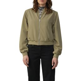 Blouson QS, Damen, Gr. M (38), gr&uuml;n, Obermaterial: 76% Polyester, 20% Viskose, 4% Elasthan, unifarben, regular fit taillenbedeckt, Rippb&uuml;ndchen, Jacken Blouson, mit Rippb&uuml;ndchen