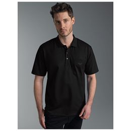 Poloshirt TRIGEMA "TRIGEMA Poloshirt aus Single-Jersey", Herren, Gr. 5XL, schwarz, Single Jersey, 100% Baumwolle, Basic, lang, ohne Ausschnitt, Shirts Poloshirt
