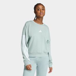 Sweatshirt adidas Sportswear "ESSENTIALS 3-STREIFEN FRENCH TERRY", Damen, Gr. XXL, wonder sage, wei&szlig;, Obermaterial: 55% Baumwolle, 36% Polyester, 9% Viskose, normal, Rundhals, angesetztes B&uuml;ndchen, Sweatshirts Sweatshirt