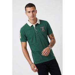Poloshirt Superdry "VINTAGE PIQUE RUGBY POLO", Herren, Gr. M, hunter gr&uuml;n, Single Jersey, Obermaterial: 100% Baumwolle, bedruckt, relaxed fit normal, Rundhals, Shirts Poloshirt