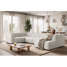 Wohnlandschaft OTTO HOME "Merid U-Form, B: 367 cm", beige (natur), B:367cm H:70cm T:206cm, Struktur fein (100% Polyester);Samtoptik (100% Polyester);Samtcord (92% Polyester, 8% Polyamid), Sofas, Wohnlandschaft, jederzeit durch Module erweiterbar