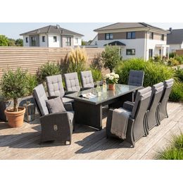 Garten-Essgruppe Konifera "&raquo;New Paris&laquo;", grau (dunkelgrau, dunkelgrau), Aluminium, Sitzm&ouml;bel-Sets, Garten-Essgruppe, Aluminium/Polyrattan, Topseller