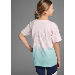 T-Shirt Kangaroos "Kangaroos mit trendigem Farbverlauf", M&auml;dchen, Gr. 152/158, rosa (rosa, mint), Jersey, Obermaterial: 100% Baumwolle, bedruckt, mehrfarbig, bequem h&uuml;ftbedeckend, Rundhals, abgesteppte Kante, Shirts T-Shirt, kurz&auml;rmelig, bequeme Passform, mit Logodruck, Rundhalsausschnitt, Topseller