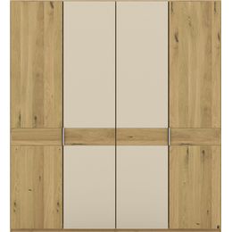 Kleiderschrank Musterring "Savona, Kleiderschrank, Schrank, Garderobe, teilmassiv Eiche", beige (braun), B:200cm H:216cm, Schr&auml;nke, Kleiderschrank, T&uuml;ren in Bianco-Eiche massiv, Spiegel-/Glast&uuml;ren, verschiedene Gr&ouml;&szlig;en