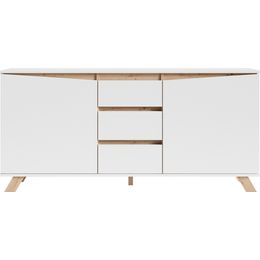 Sideboard ByLiving "Valentin", wei&szlig;, B:160cm H:76cm T:38cm, Holzwerkstoff, Melamin, Sideboards, Sideboard