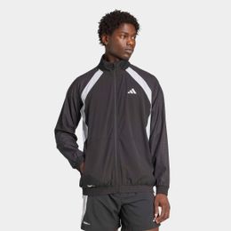 Trainingsjacke adidas Performance "TECH APPAREL", Herren, Gr. M, schwarz, halo silber, Obermaterial: 87% Polyester, 13% Elasthan, Jacken Trainingsjacke, f&uuml;r Fitnessstudio und Alltag, schnell trocknende Fasern