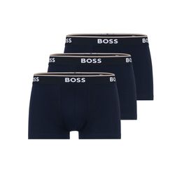 Trunk BOSS "TRUNK 3 PACK", Herren, Gr. M, 3 Stk., blau (navy), Jersey, Obermaterial: 95% Baumwolle, 5% Elasthan, unifarben, k&ouml;rpernah, Unterhosen Trunk, BOSS Schriftzug auf dem Bund