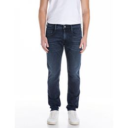 Slim-fit-Jeans Replay "Anbass", Damen, Gr. 30, L&auml;nge 32, blau (dunkelblau b88), Denim/Jeans, Obermaterial: 99% Baumwolle, 1% Elasthan, slim fit normal, Jeans Slim-fit-Jeans