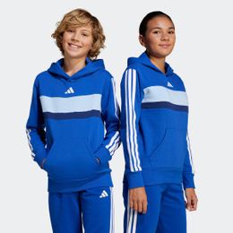 Kapuzensweatshirt adidas Sportswear "SEASONAL ESSENTIALS TIBERIO 3-STREIFEN KIDS HOODIE", Damen, Gr. 176, blau (royal blau, wei&szlig;, glow blau), Obermaterial: 70% Baumwolle, 30% Polyester, angesetztes B&uuml;ndchen, Sweatshirts Kapuzensweatshirt