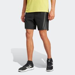 Shorts adidas Performance "DESIGNED-FOR-TRAINING 3-STREIFEN", Herren, Gr. S, L&auml;nge 7, schwarz (schwarz, innenbeinl&auml;nge ca. 18 cm), Obermaterial: 87% Polyester, 13% Elasthan, Hosen Shorts
